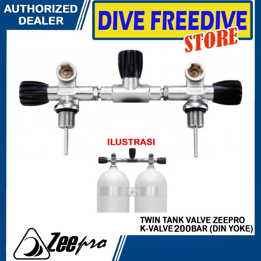 Jual Double Twin Tank Valve Adapter Zeepro USA Tech 200 Bar Nitrox (Din ...