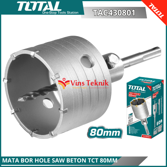 Jual Hole Core Bit MATA BOR HOLE SAW BETON TCT 80MM TOTAL TAC430801 ...