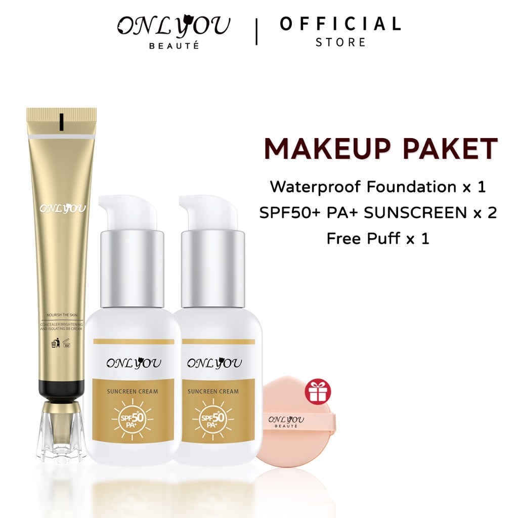 Jual ONLYOU Face Makeup Set Sunscreen Cream SPF50+ PA+ Tabir Surya ...