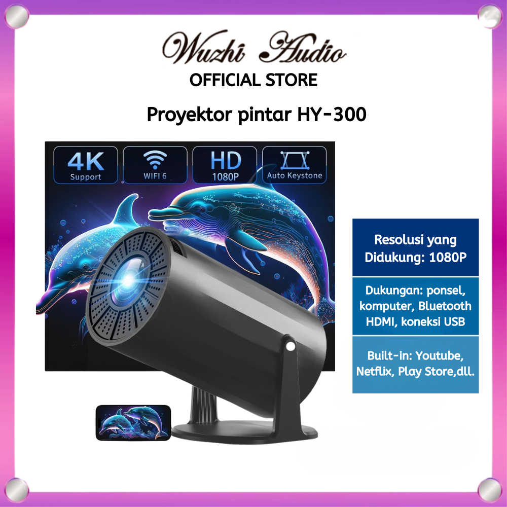 Jual Proyektor HY300 Smart Projector 180 ANSI Lumens HD 1080P ...