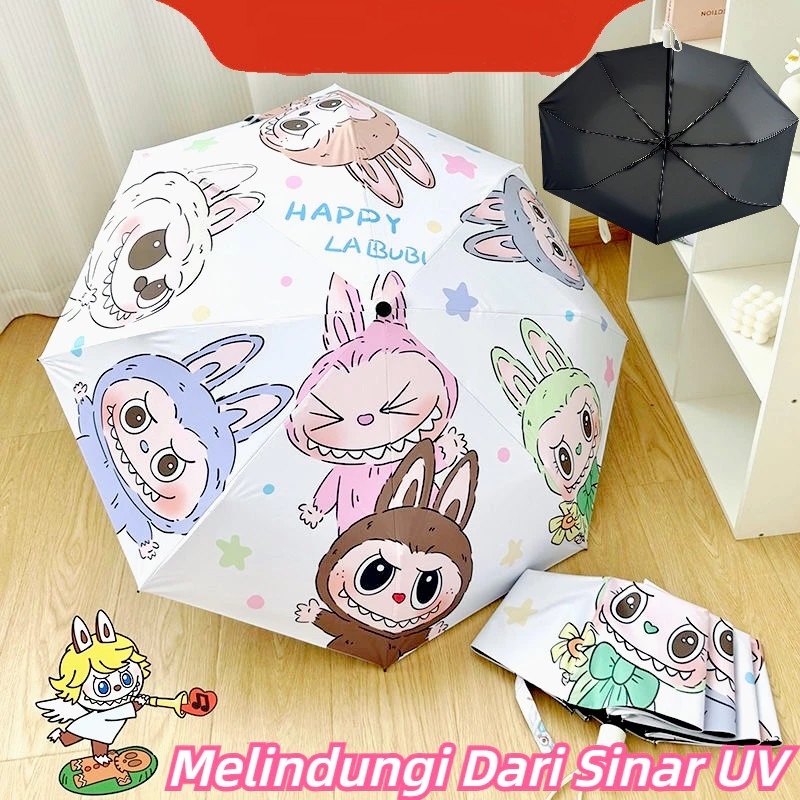 Jual Payung Lipat Motif Karakter Labubu Imut Lucu / Payung Lipat Labubu ...