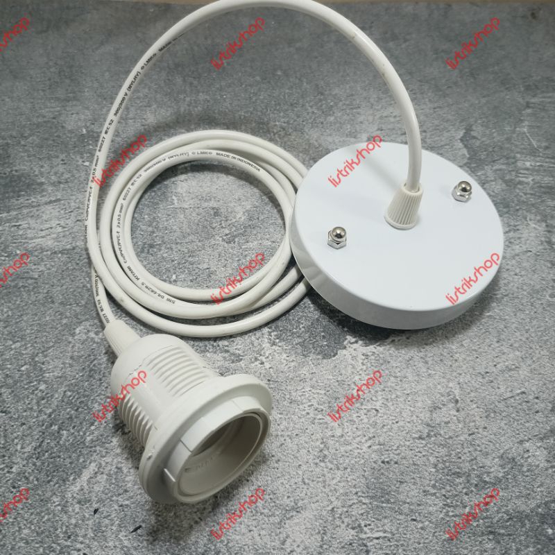 Jual Fitting Gantung Jerman E27 dengan Dobel Klem warna Putih | Shopee ...