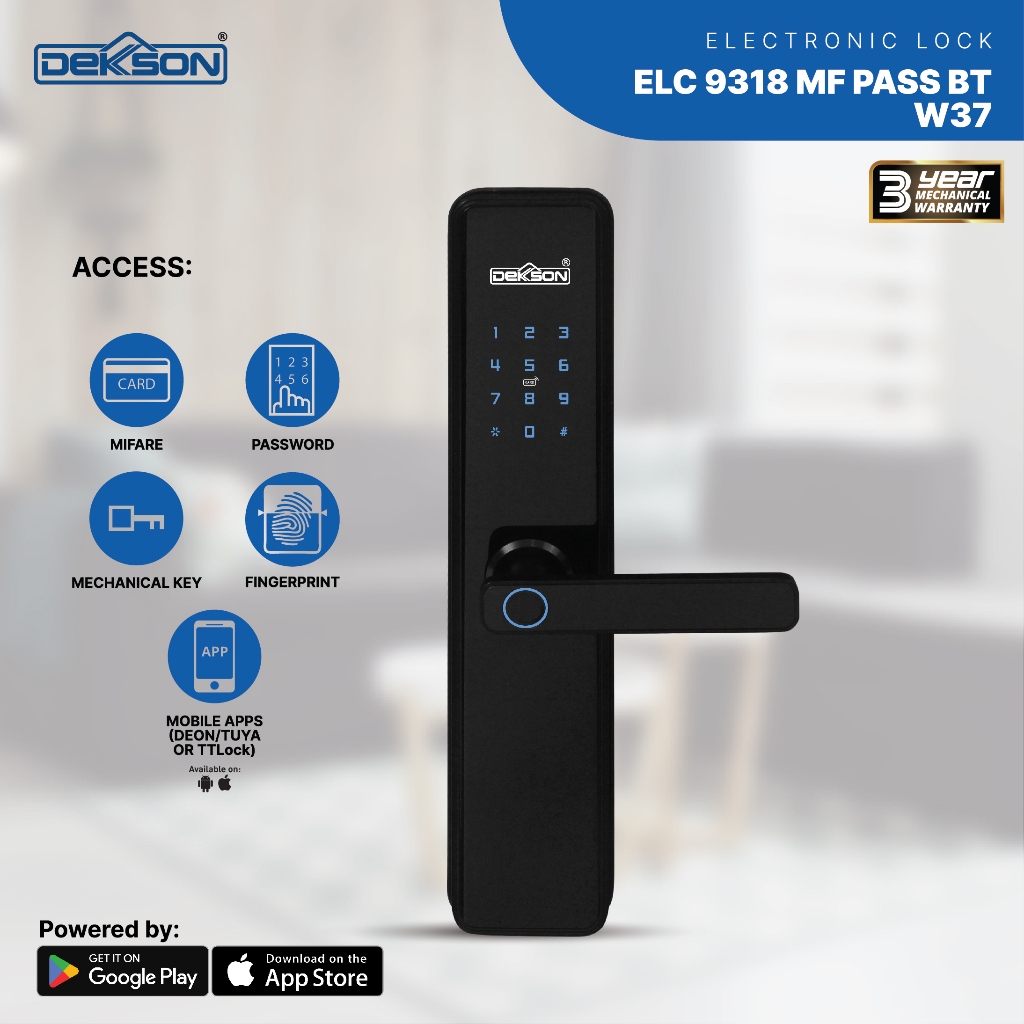 Jual DEKKSON Electronic Lock Kunci Digital ELC 9318 MF PASS BT (R) W37 ...