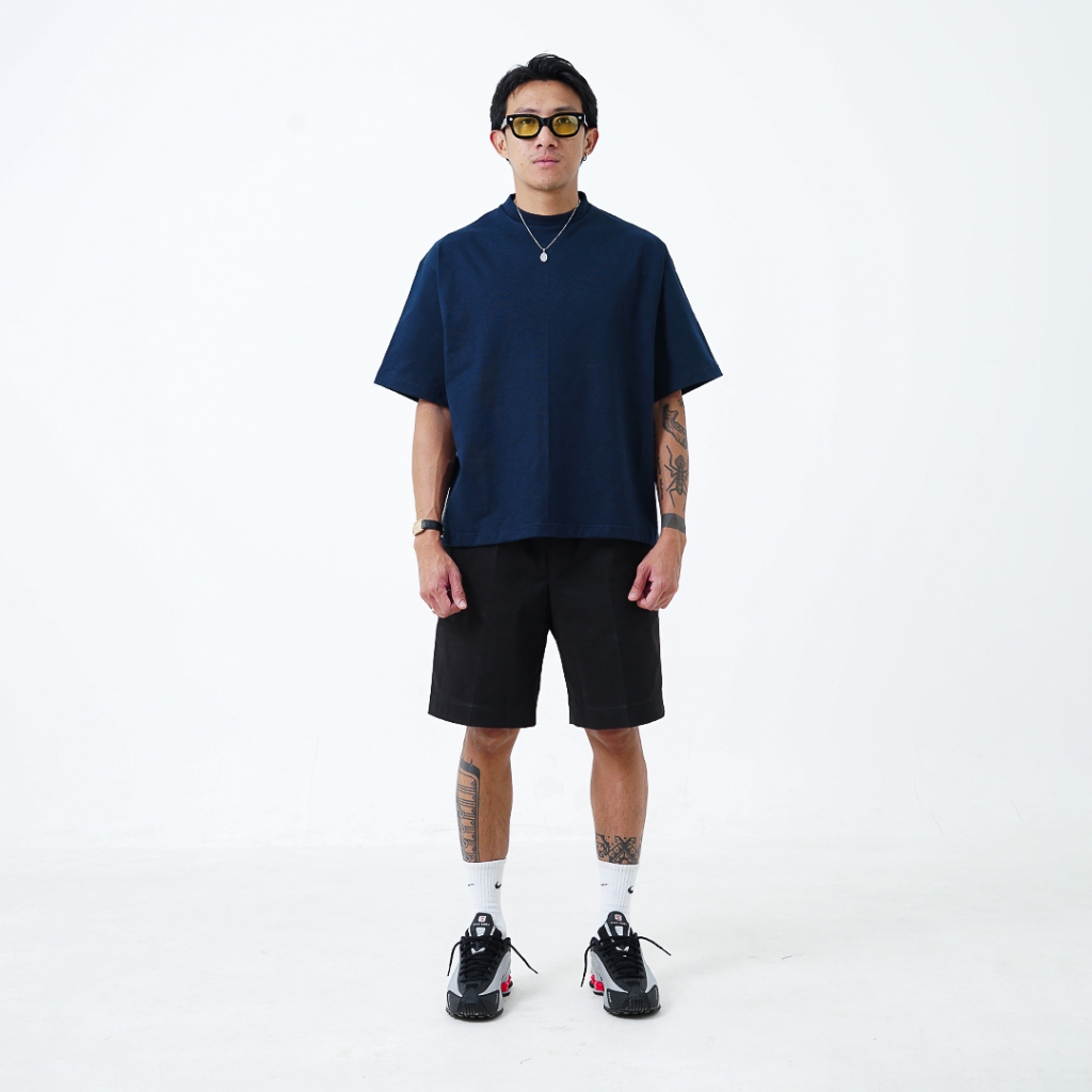 Jual All Around Faded Oversize Cropped Tshirt Navy 235GSM | Shopee ...