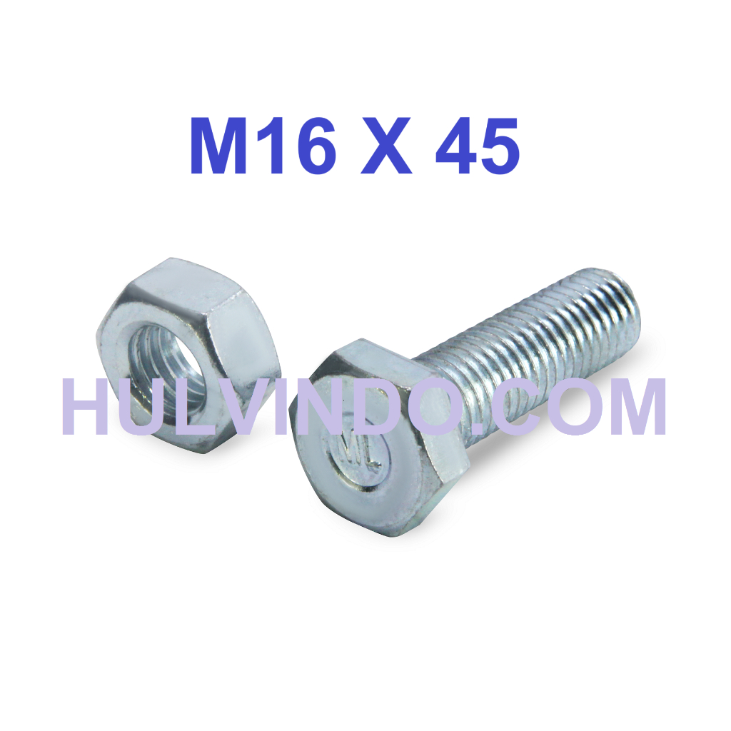 Jual BAUT MUR HEX PUTIH M16 X 45 | Shopee Indonesia