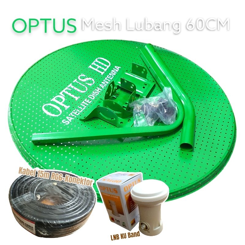 Jual Antena ODU Parabola 60cm Lubang mesh OPTUS Hijau lengkap lnbf ku ...