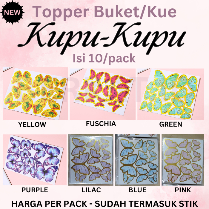 Jual [10 PCS] TOPPER KUPU KUPU BUKET KUE ULANG TAHUN SISIPAN STIK BUKET ...