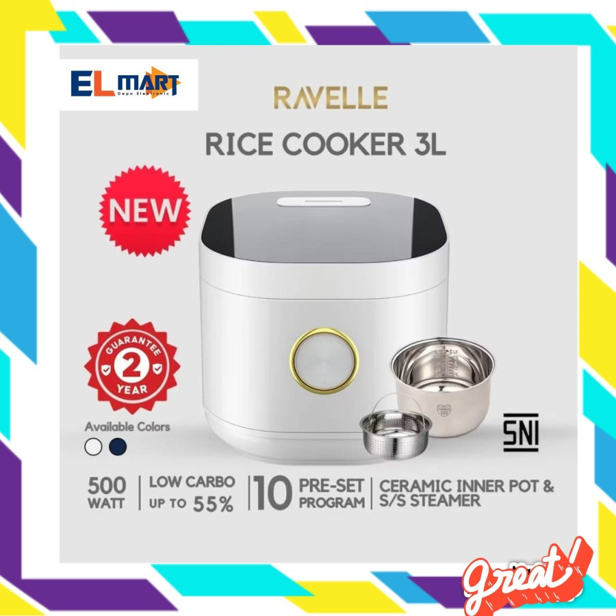 Jual Ravelle RCR 3LS Rice Cooker Low Carbo 3L Low Sugar 3 Liter 1,2L ...