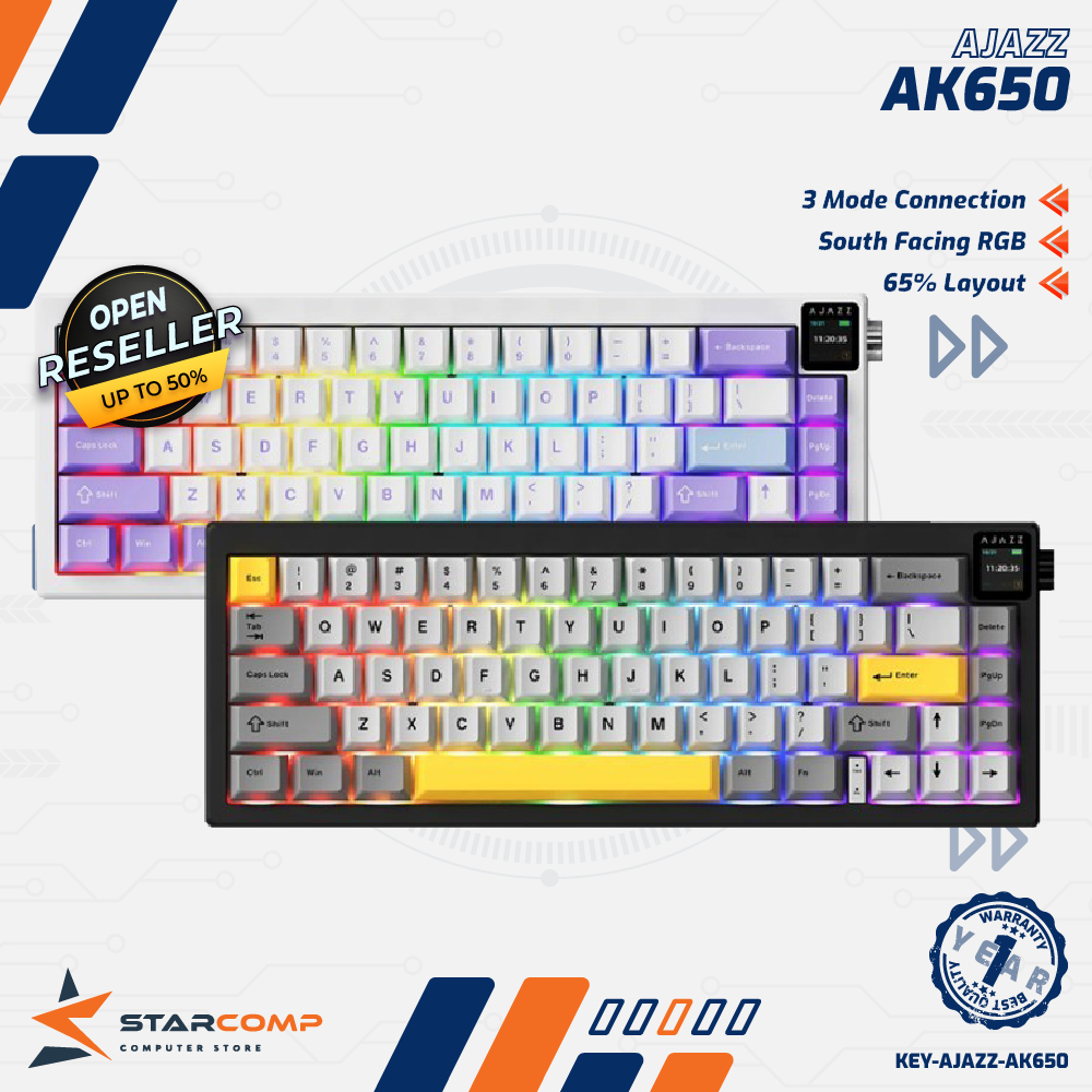Jual Ajazz AK650 / AK-650 Mechanical Keyboard 3in1 Connection RGB with ...