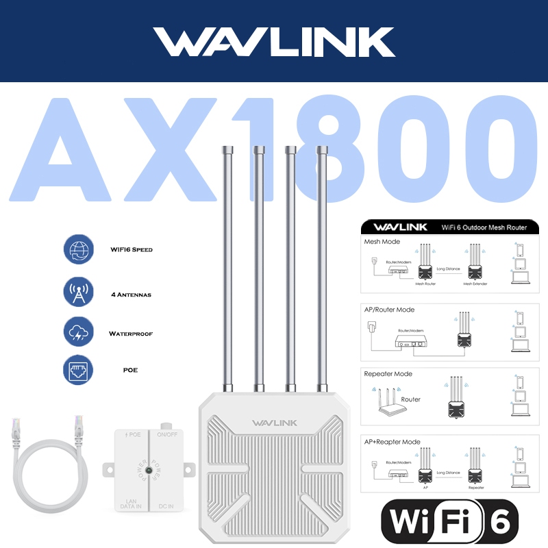 Jual WAVLINK AX1800 WiFi Titik Akses Luar Ruangan Dual Band Repeater ...