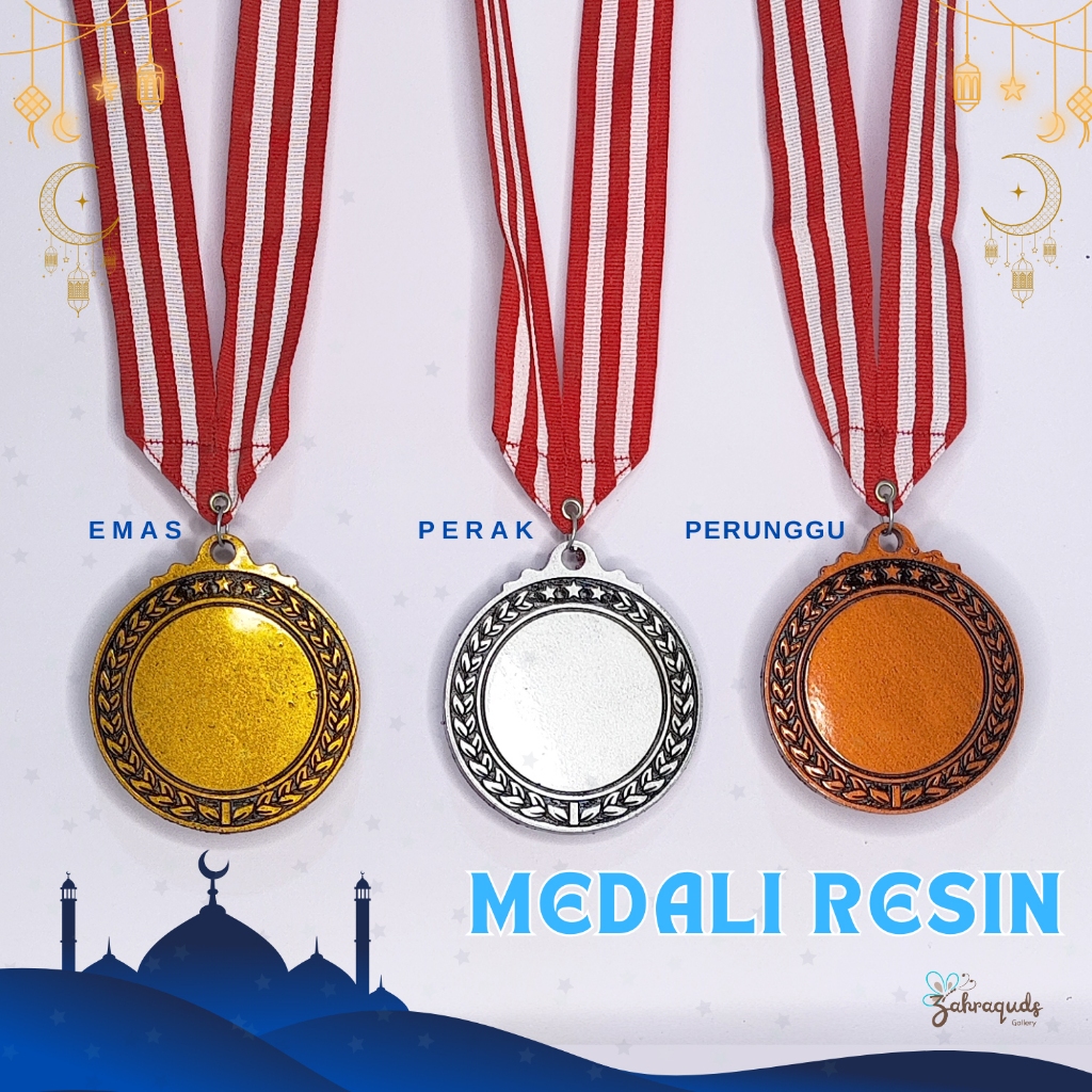 Jual Medali Warna Emas Perak Perunggu Plus Tali Merah Putih Medalion ...