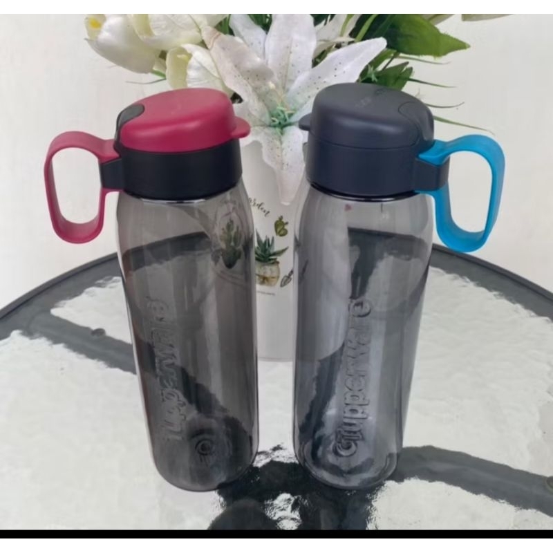 Jual Promo Botol minum kristal h2go tupperware hitam 750 ml with handle | Shopee Indonesia