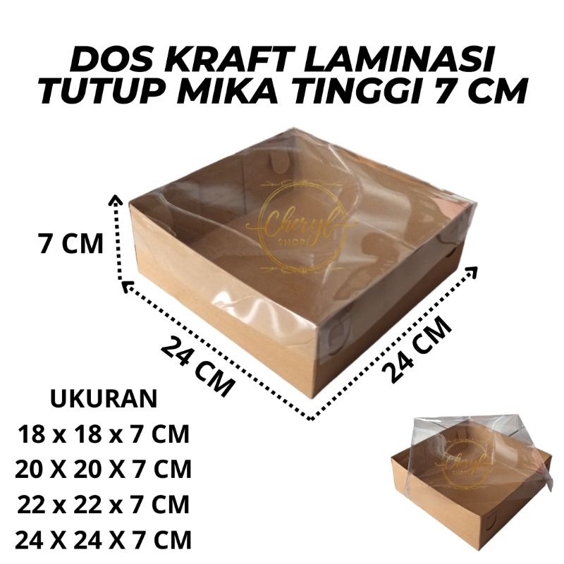 Jual (10 PCS) DUS / DOS KRAFT LAMINASI TUTUP MIKA TINGGI 7 CM / Karton ...