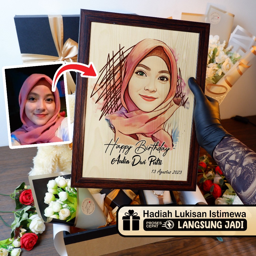 Jual KADO ULANG TAHUN COWOK CEWEK LUKISAN HADIAH PACAR KADO ANNIVERSARY | Shopee Indonesia