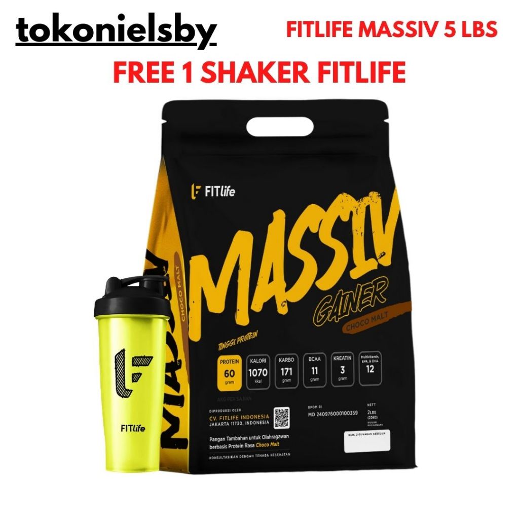 Jual FITLIFE MASSIV Gainer 5 Lbs 2260 Gr Original BPOM (MPRO Upgraded ...