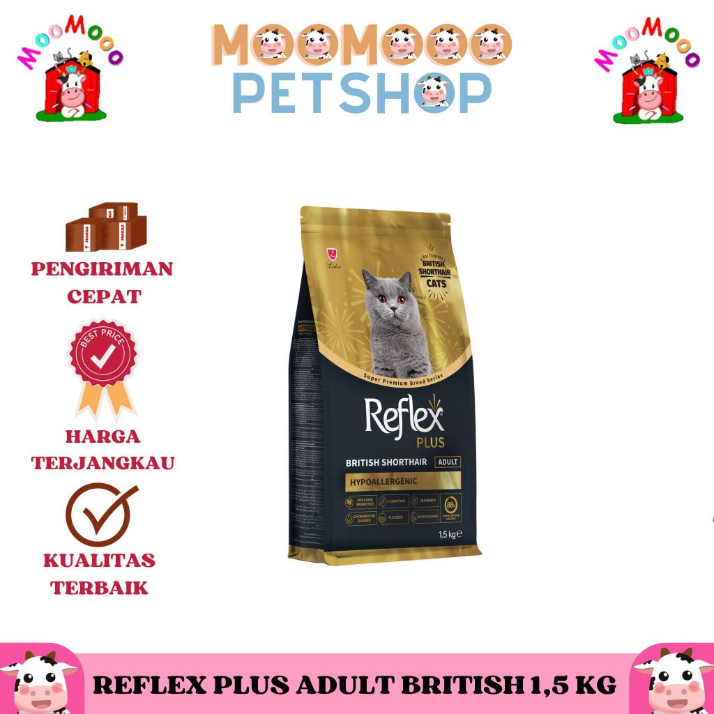 Jual REFLEX PLUS Breed Series - For Adult BRITISH SHORTHAIR HYPOALLERGENIC 1,5kg / Cat Food ...