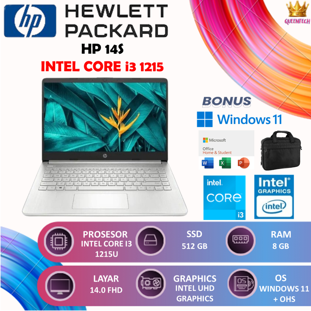Jual Laptop HP 14 Intel Core i3 1215U 8GB 512GB Windows 11 OHS 14.0 FHD ...