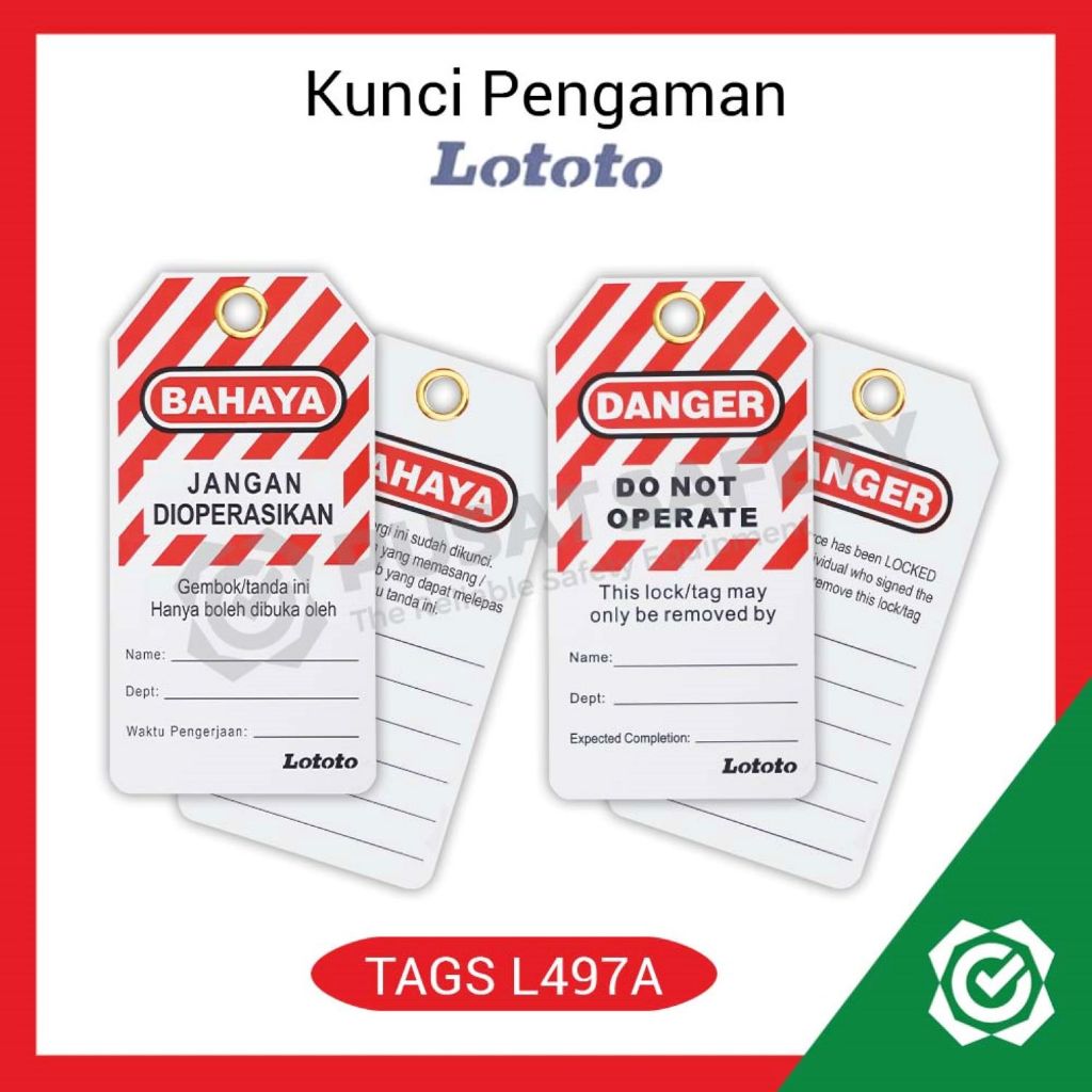 Jual Lototo L497A Safety Tag Loto Lock Out Tag Out | Shopee Indonesia