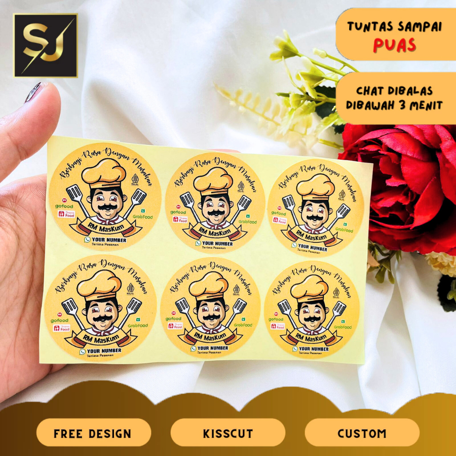 Jual 2-4 Cetak Stiker Warung Nasi Warnas Sangjaya Sticker Packaging Box ...