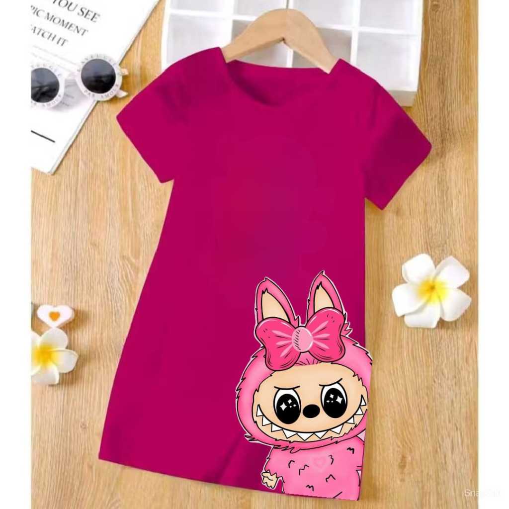 Jual Daster anak perempuan usia 2-13 tahun motif Labubu Pita Besar DTF ...