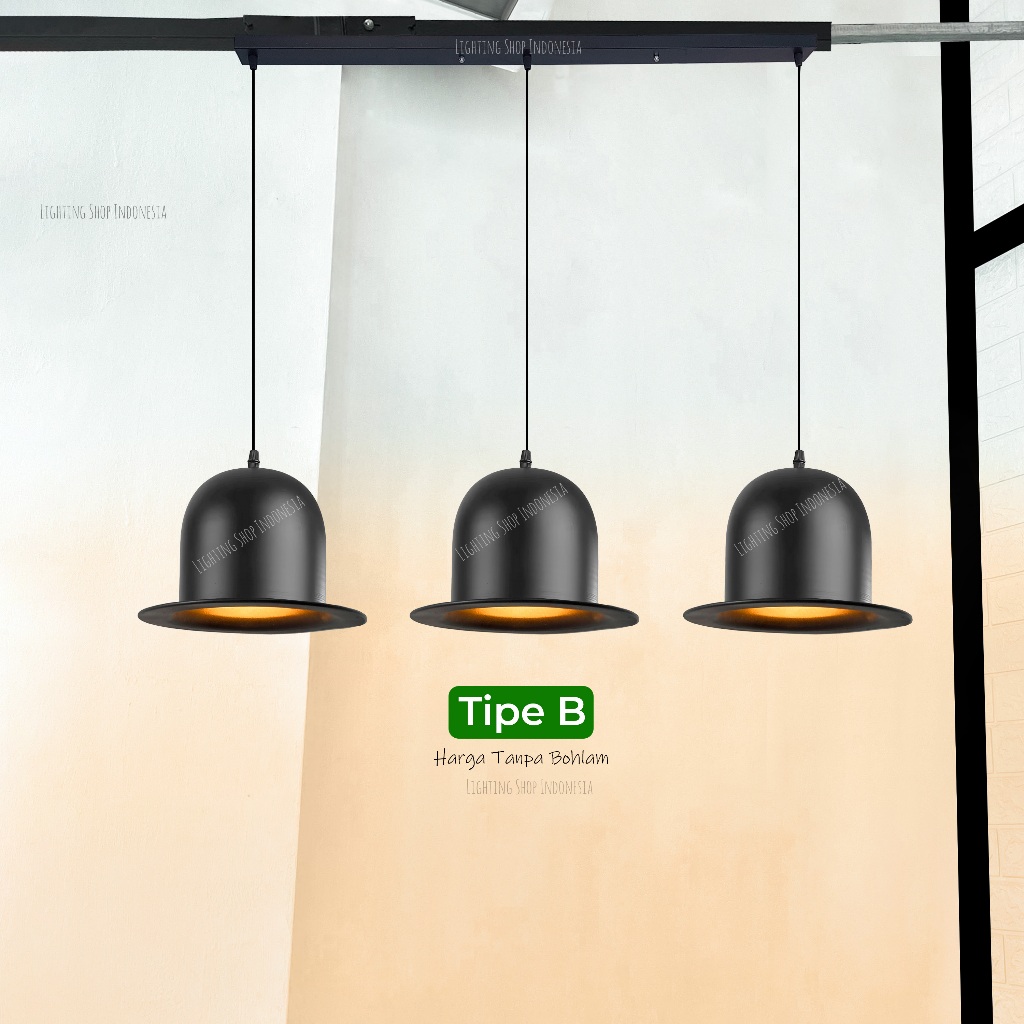 Jual Lampu gantung hias 3in1 kop panjang 80cm vintage cafe meja makan island pendant lamp light ...