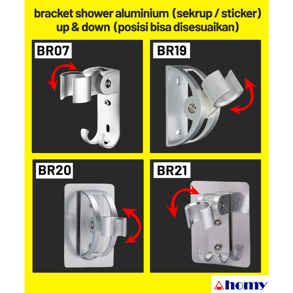 Jual bracket dudukan holder shower aluminium stiker sekrup BR07 BR19 BR20 BR21 | Shopee Indonesia