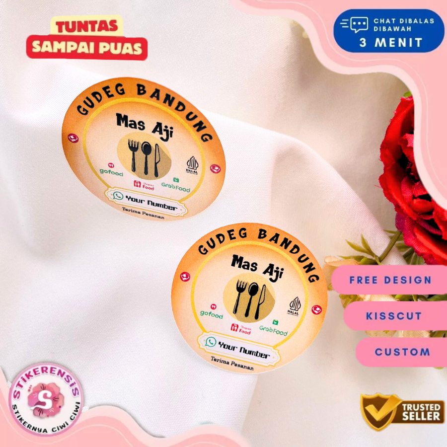 Jual 9-15 Stiker Label Rumah Makan Untuk Dus Box Kardus Bulat Sticker ...