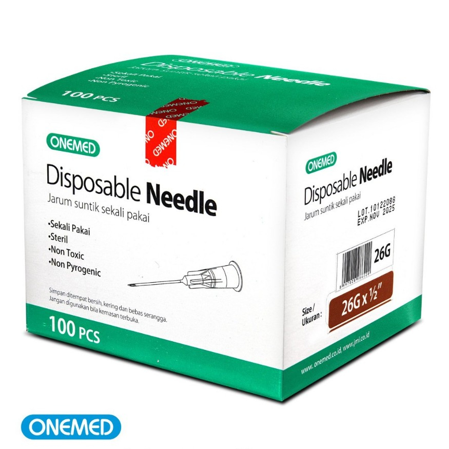 Jual Needle / Jarum OneMed 18G 21G 22G 23G 24G 25G 26G 27G 30G 100pcs ...