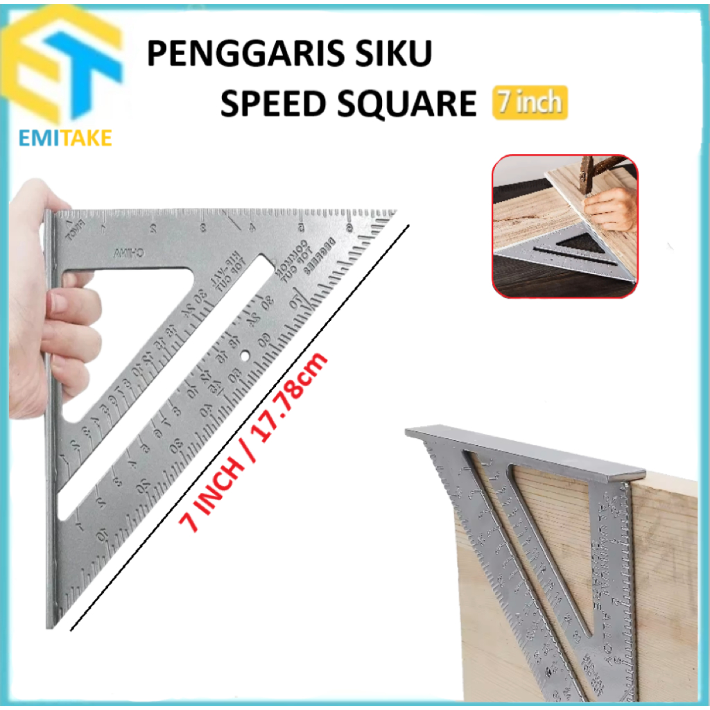 Jual Speed Square Alumunium 7inch Penggaris Siku Segitiga Rectangle ...