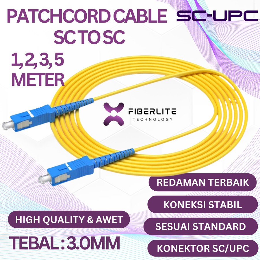 Jual Patch Cord 1M SC UPC 3mm 1M 2M 3M 5M Kabel Fiber Optic Single Mode Patchcord Warna Kuning ...