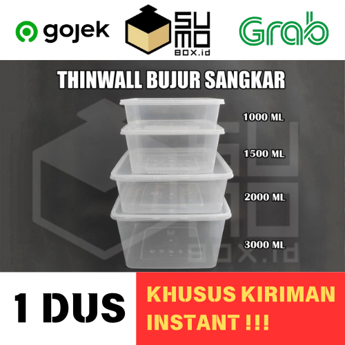 Jual [1 DUS] Thinwall Kotak Besar 750ml 1010ml 1000ml 1500ml 2000ml ...