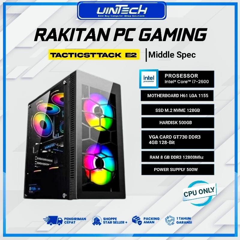 Jual PC Gaming Core i7 2600 RAM 8GB SSD Nvme 128GB VGA Card GT 730 4GB HD 500GB Double Stroage ...