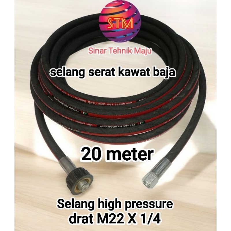 Jual selang high pressure drat M22 X 1/4 dan M22 X M22 selang serat ...
