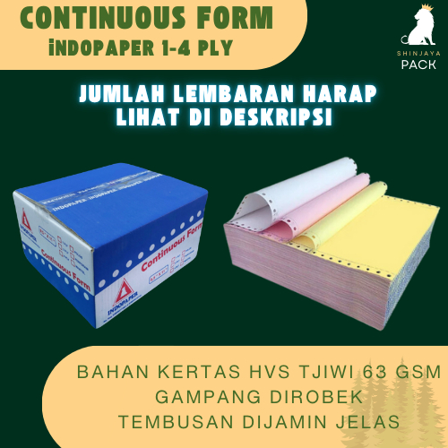 Jual Continuous Form Indopaper 1-4 ply FULL, PERFORASI, WARTEL PREMIUM ...