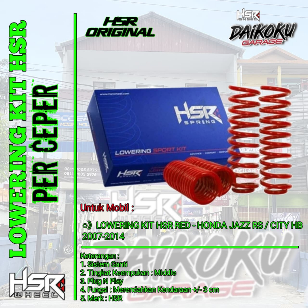 Jual Lowering kit hsr red HONDA JAZZ & CITY HB - Per ceper ori hsr PNP ...