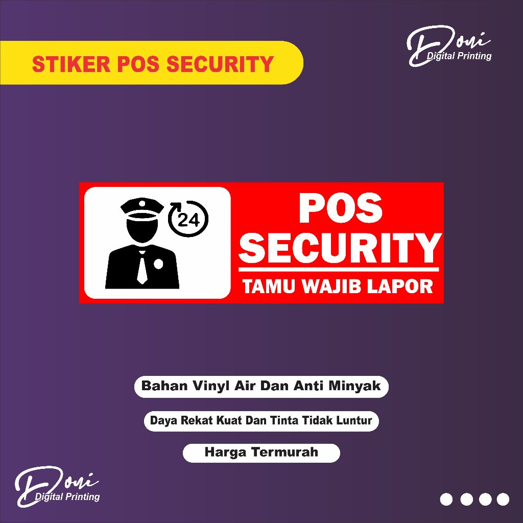 Jual Stiker Pos Security / Stiker Pos Keamanan / Stiker Pos Satpam ...