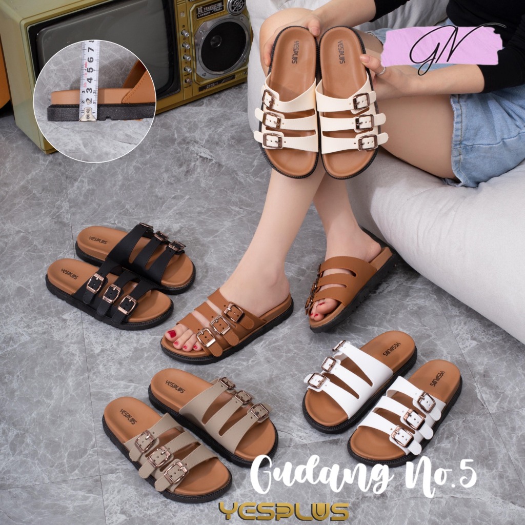 Jual GUDANGNO5 - Sandal Selop Flat Sandal Jelly Teplek Wanita Tali ...