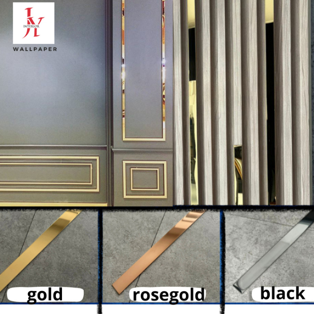 Jual LIST STAINLESS GOLD UKURAN TERLENGKAP | AKSESORIS WPC I List plat ...