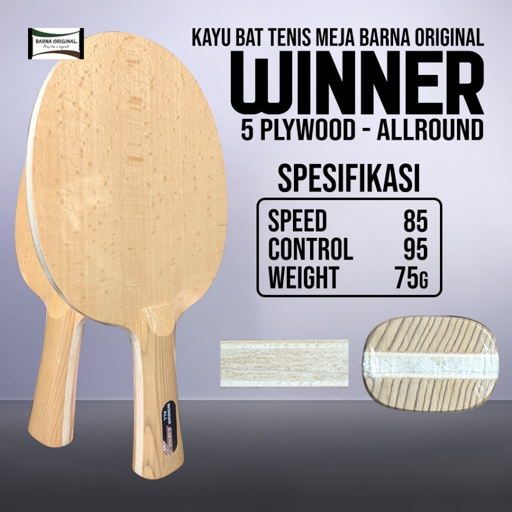 Jual Kayu Bat Tenis Meja Pingpong Barna Winner Allround 5 Plywood Original | Shopee Indonesia