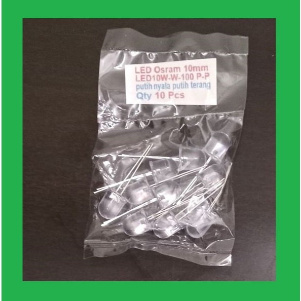 Jual Qty 10 Pcs LED Osram 10mm LED10W-W-100 P-P putih nyala putih ...