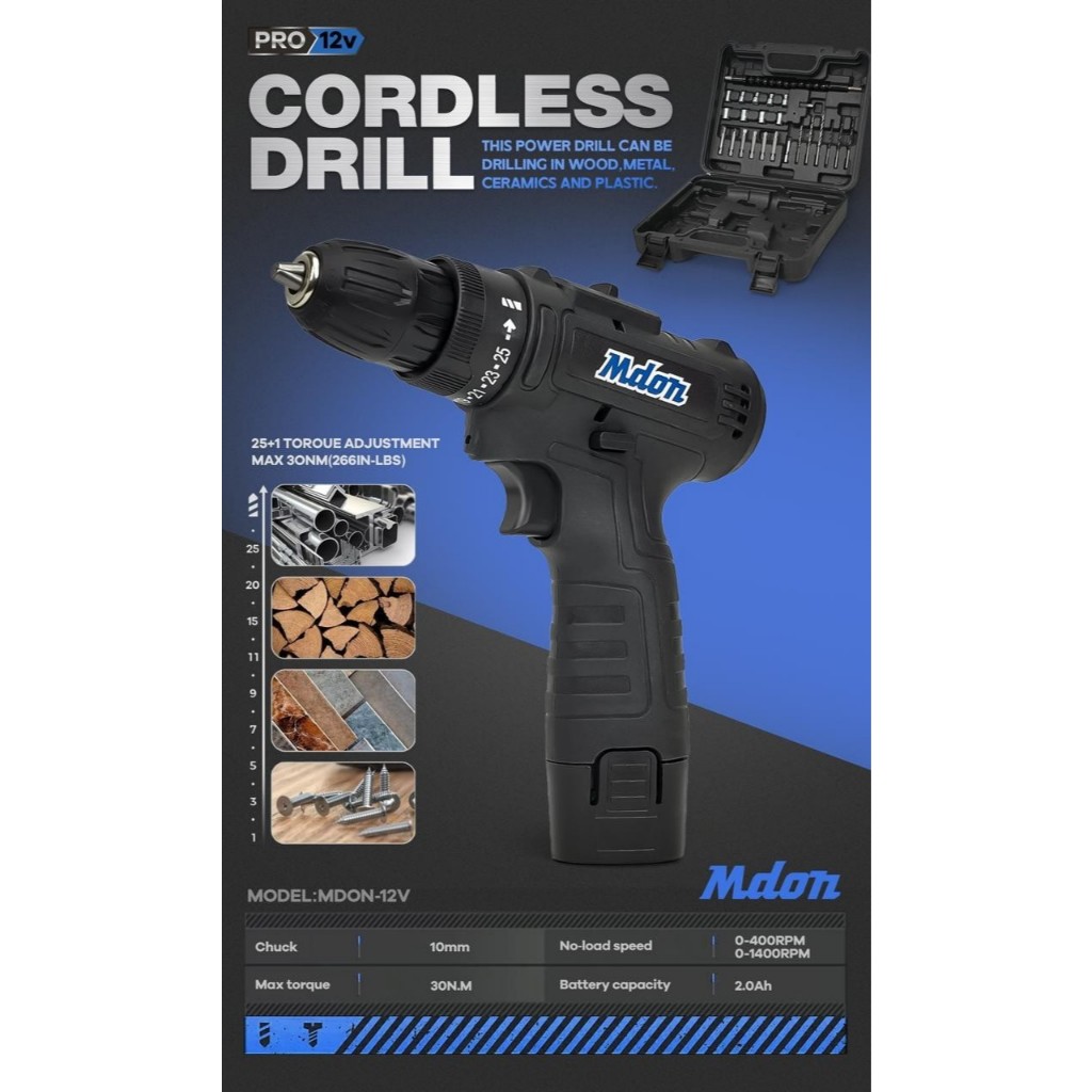 Jual EDON BOR CORDLESS LV 3-1210 12Volt Bor Cas Edon 12v Bor Baterai ...