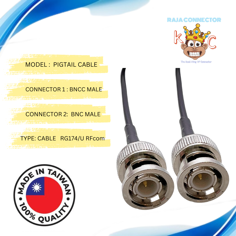 Jual KABEL PIGTAIL 50 OHM RG174/U BNC MALE TO BNC MALE GOOD QUALITY ...