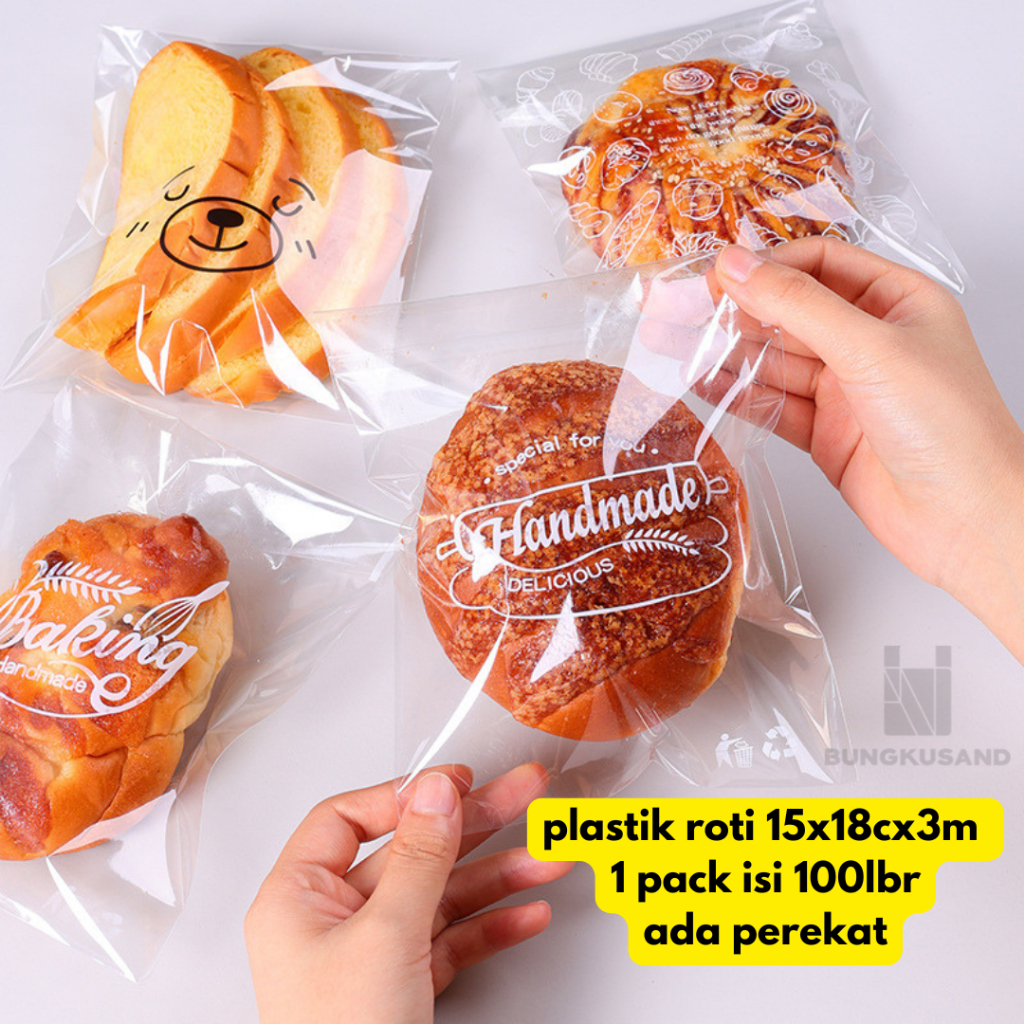 Jual PLASTIK OPP ROTI 15X18CM ISI 100PCS DENGAN SEAL PEREKAT PLASTIK ...