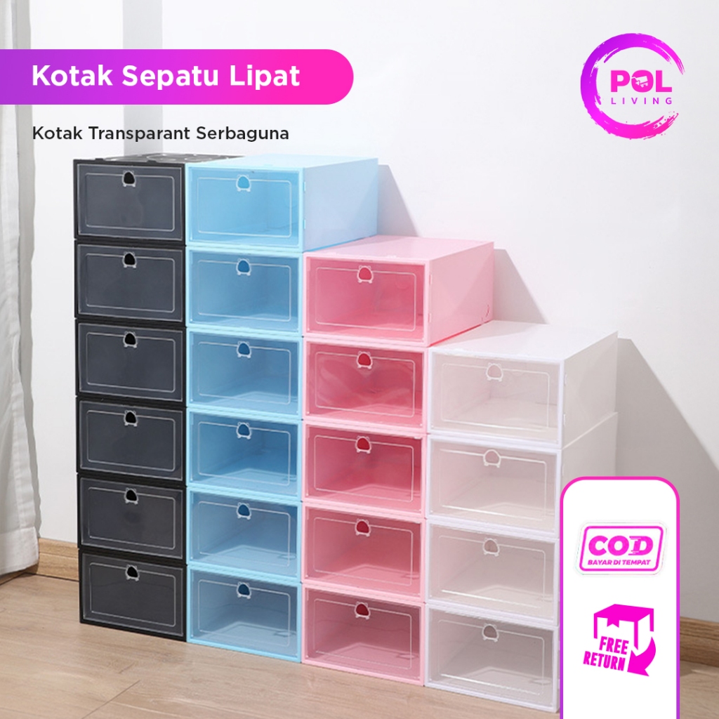 Jual POL - Kotak Sepatu Plastik Lipat Transparan | Shopee Indonesia