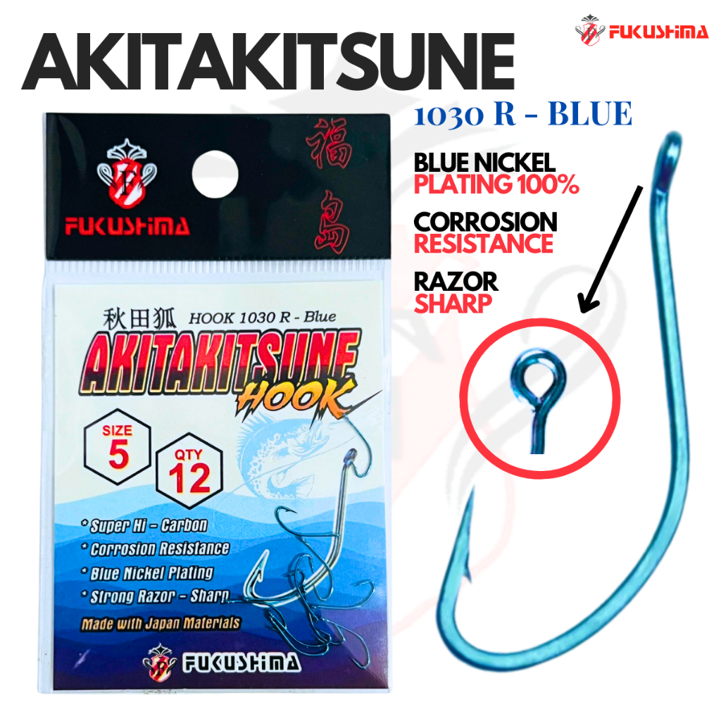 Jual Kail Hook Pancing 1030 RB Biru Blue Nickel Plating Akitakitsune ...