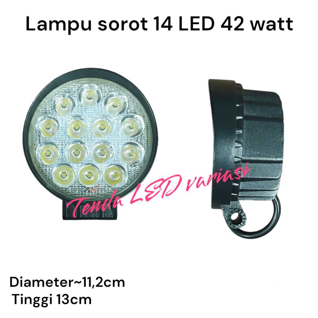 Jual Lampu Tembak Sorot Offroad Led 14 Titik 42 Watt Bulat Bodi Tebal ...