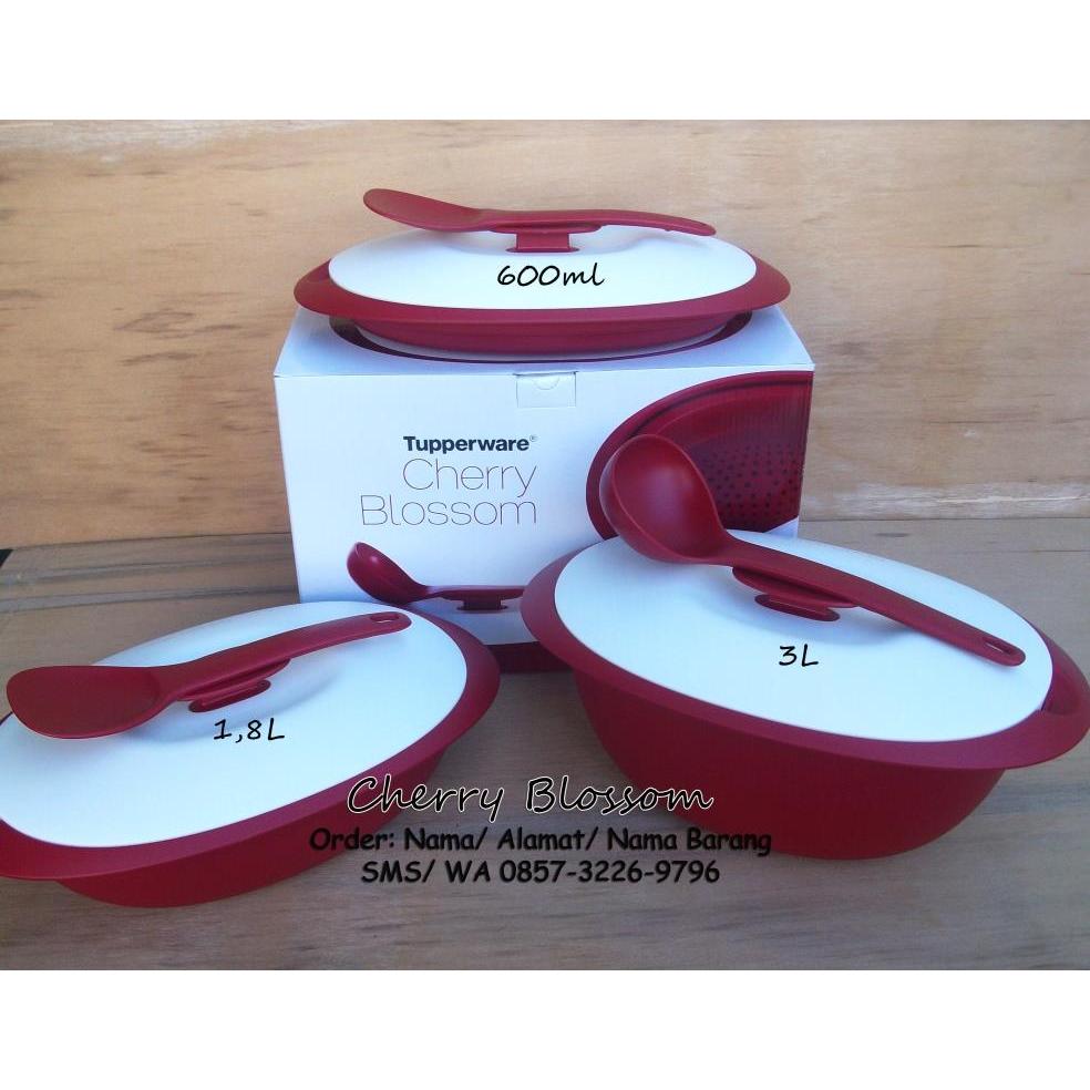 Jual Tupperware blossom merah tempat saji prasmanan set cherry blosssom ...
