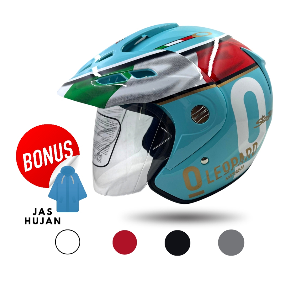 Jual FORCE Helm SNI Half Face Style Leopard Original Motif Pria Wanita ...