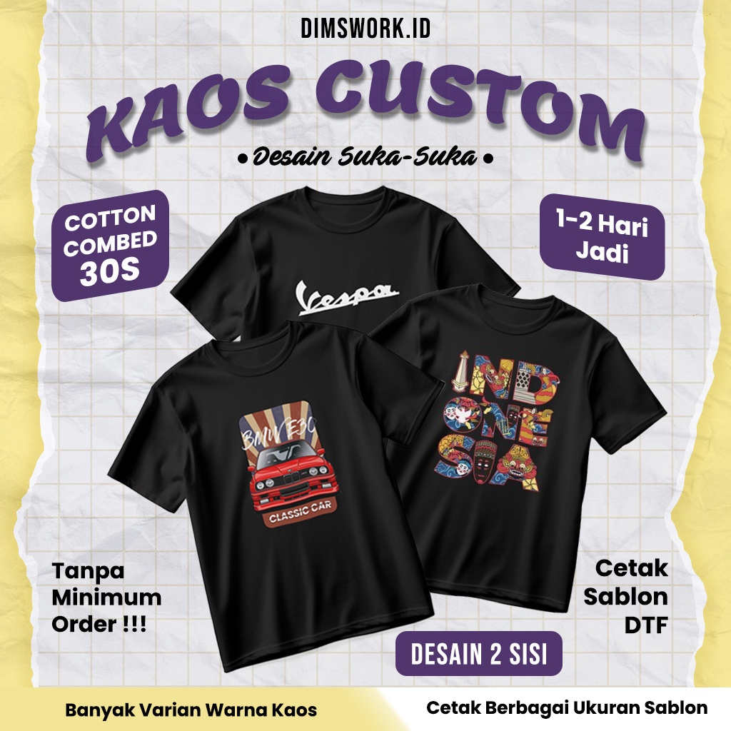 Jual KAOS CUSTOM SABLON DTF SATUAN 2 SISI | DESAIN KAOS SUKA SUKA ...