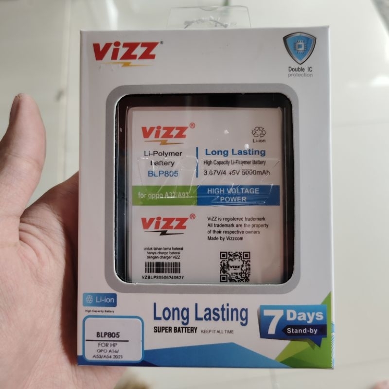 Jual BATERAI VIZZ DOUBLE POWER OPPO A53/A33/A54/A16/A93/BLP805 ORI VIZZ ...